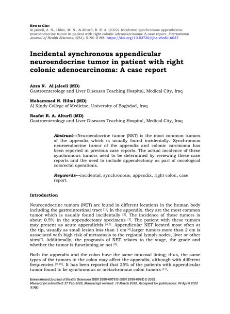 Pdf Incidental Synchronous Appendicular Neuroendocrine Tumor In Patient With Right Colonic