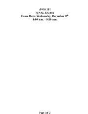 POS POS FINAL EXAM Exam Date Wednesday December Th A M A M Page Of