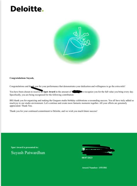 Suyash Patwardhan On Linkedin Spotaward Deloitte Spotaward