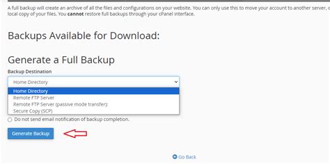 how to create and download cpanel backups