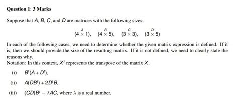 Solved Suppose That A B C And D Are Matrices With The Chegg