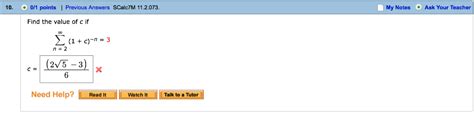 Solved Find The Value Of C If Sigma N 2 Infinity 1 Chegg Com