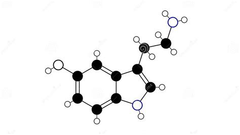 Serotonin Molecule Structural Chemical Formula Ball And Stick Model