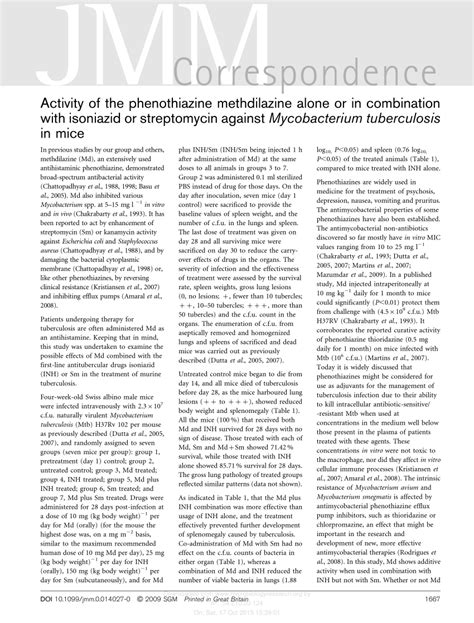 Pdf Activity Of The Phenothiazine Methdilazine Alone Or In Combination With Isoniazid Or