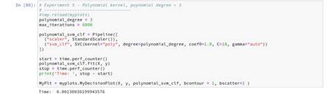 the moons dataset and decision surface graphics in a jupyter
