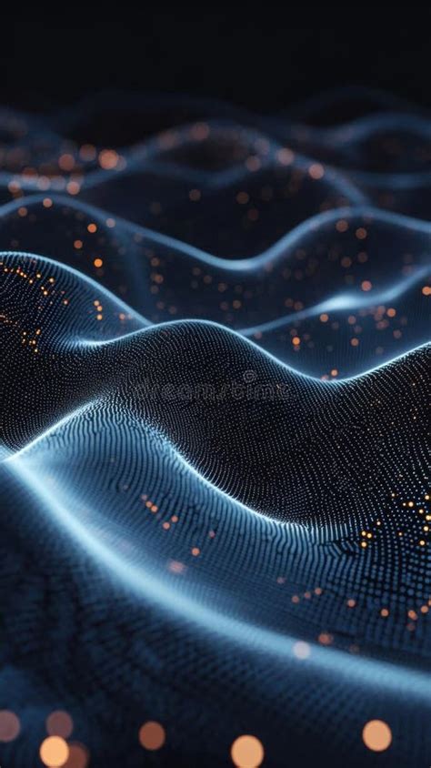 Visualizing Data A Flowing Abstract Wave Of Points And Lights Stock Illustration Illustration