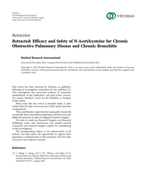 Pdf Retracted Efficacy And Safety Of N Acetylcysteine For Chronic