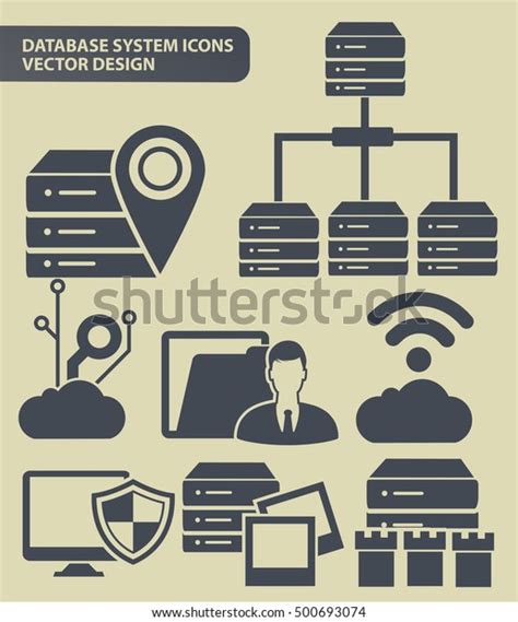 Database System Network Icon Setclean Vector Stock Vector Royalty Free