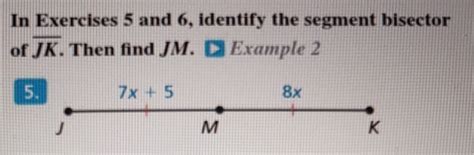 solved in exercises 5 and 6 identify the segment bisector of overline