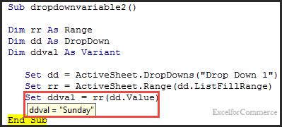 Get Combobox Selected Value In Excel VBA