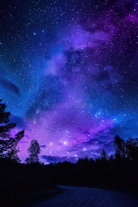 A Beautiful Purple And Blue Sky Filled With Stars Perfect For