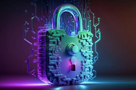 Padlock With Keyhole In Crypto Digital Cyber Space Security Technology Concept Network Tech