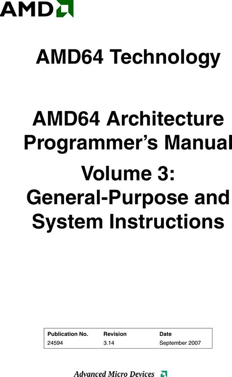 AMD Architecture Programmers Manual Volume General Purpose And System Instructions EN