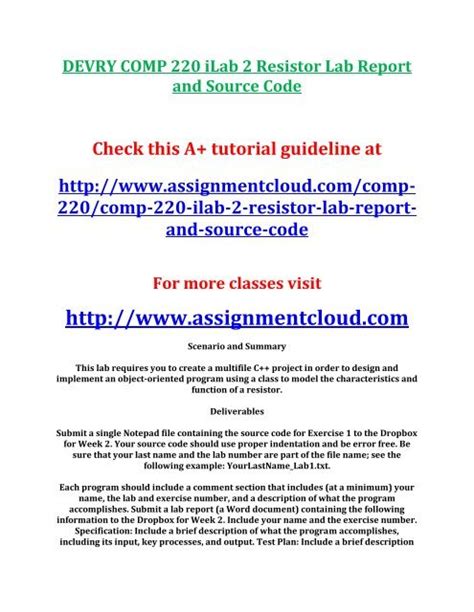 Devry Comp 220 Ilab 2 Resistor Lab Report And Source Code