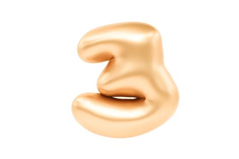 현실적인 3d 헬륨 풍선 프리미엄 3d 일러스트로 만든 황금 메텔릭 넘버 3 글꼴 금속에 대한 스톡 사진 및 기타 이미지 금속 디지털 생성 이미지 바람 Istock