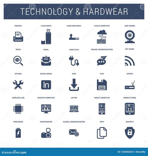 Technology And Hardware Icons Set Vector Stock Vector Illustration Of