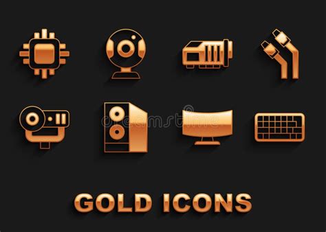 Set Case Of Computer Lan Cable Network Internet Keyboard Computer Monitor Screen Web Camera