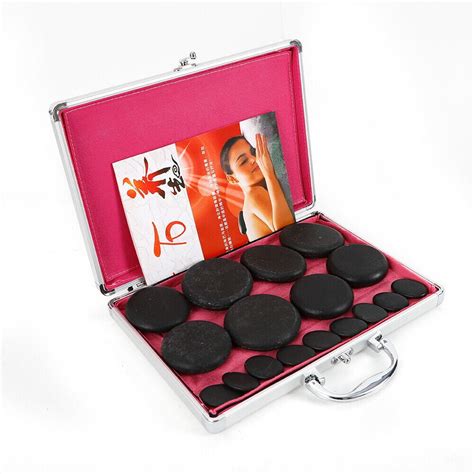 16 Piece Basalt Hot Stone Therapy Kit Black Massage Stones With