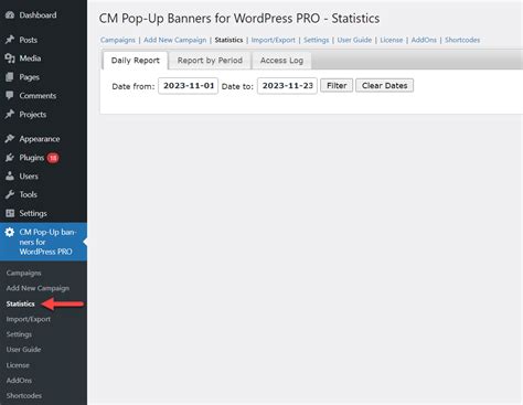 Cm Popup Plugin Demo Statistics