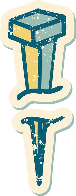 아이코닉 고민 스티커 문신 스타일 철 손톱의 이미지 0명에 대한 스톡 벡터 아트 및 기타 이미지 0명 그런지 이미지 기법 디자인 Istock