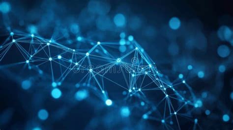 Abstract Digital Network With Glowing Blue Nodes And Lines Stock