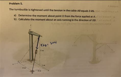 Solved Problem 5 The Turnbuckle Is Tightened Until The Tension In