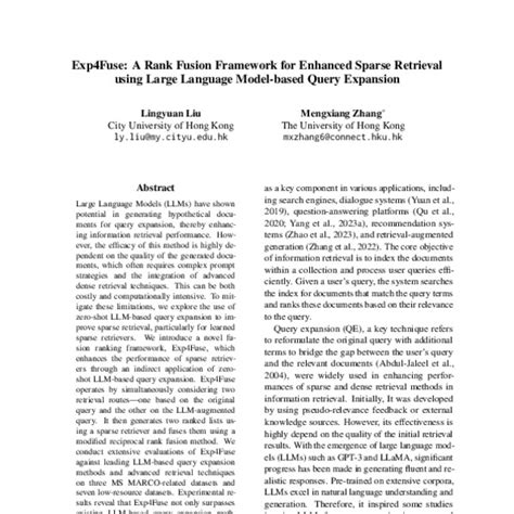 Exp4fuse A Rank Fusion Framework For Enhanced Sparse Retrieval Using Large Language Model Based