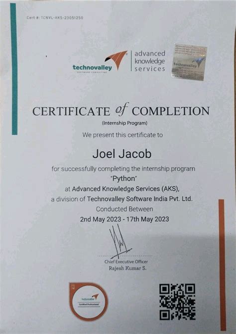 Joel Jacob On Linkedin Internship Python