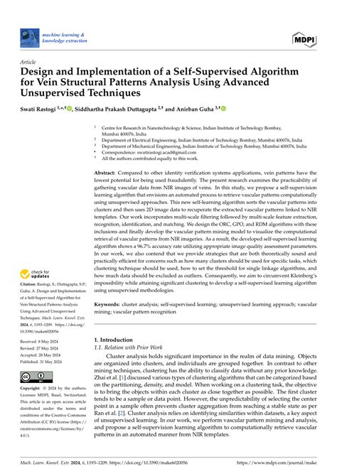 Pdf Design And Implementation Of A Self Supervised Algorithm For Vein Structural Patterns