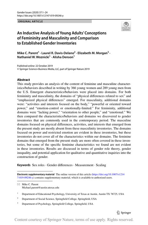 An Inductive Analysis Of Young Adults Conceptions Of Femininity And