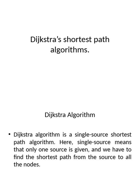 dijkstra s shortest path algorithms pdf