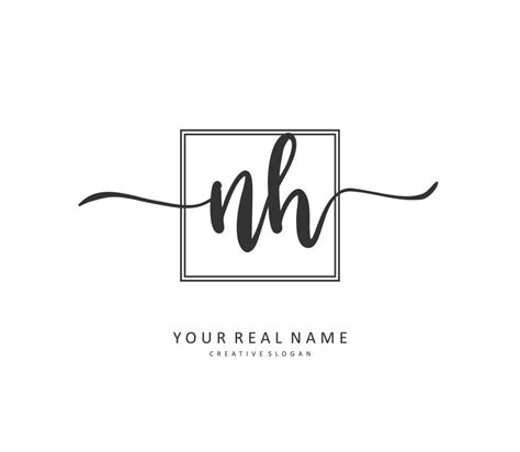 N H Nh Initial Letter Handwriting And Signature Logo A Concept Handwriting Initial Logo With