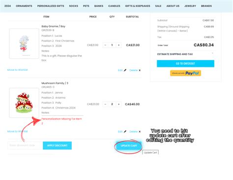 How To Edit Personalization And Modify Your Order Before Checkout Santa And Me