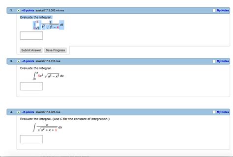 Solved Evaluate The Integral Integral42 Squareroot 2