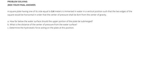 Solved Problem Solving Box Your Final Answer A Square