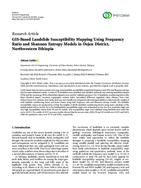 pdf gis based landslide susceptibility mapping using frequency ratio