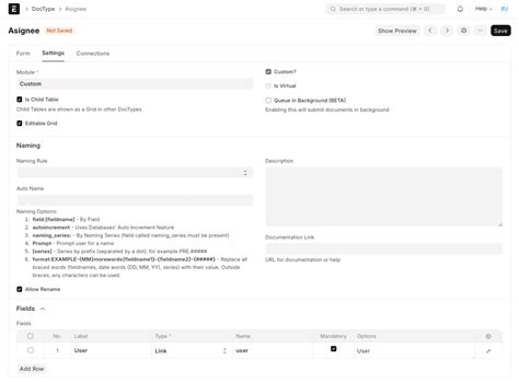 Table Multiselect Field