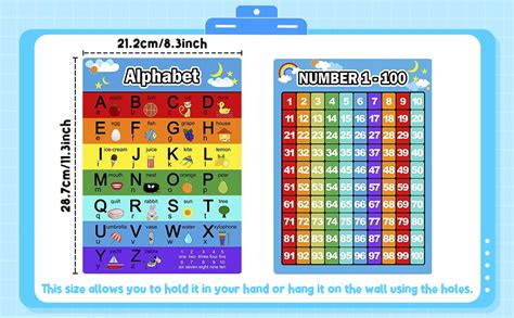 2 Pieces Numbers Chart 1 100 And Alphabet Letters Abc Chart