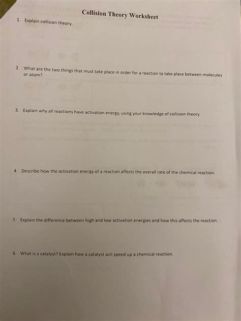 Solved Explain Collision Theory What Are The Two Chegg