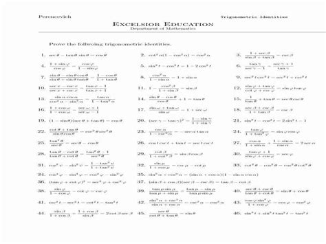 Trig Identity Worksheet Printable Word Searches