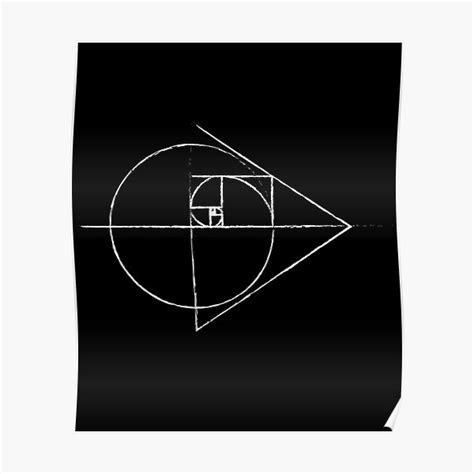 Black Golden Ratio Spiral Fibonacci Sequence Tattoo Inspired Sketch