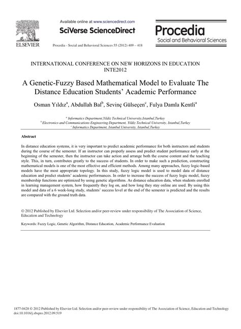 Pdf A Genetic Fuzzy Based Mathematical Model To Evaluate The Distance