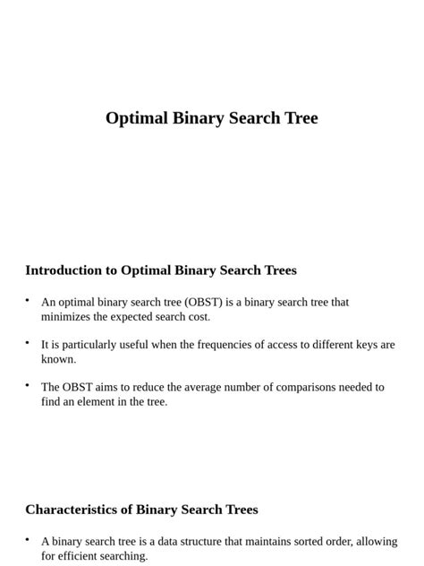 Optimal Binary Search Tree | PDF