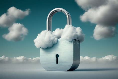 Cloud Security Concept Cloud Storage Locked With Padlock Cloud Service Security Generative AI