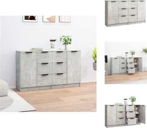 Vidaxl Dressoirs Betongrijs Set Van 2 60 X 30 X 70 Cm Gemakkelijk