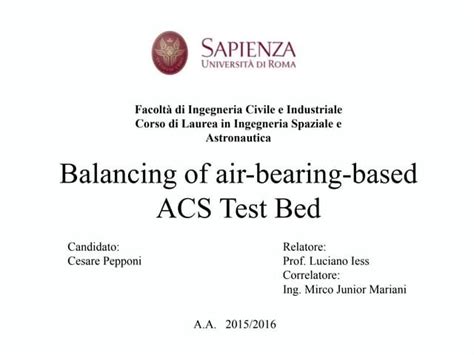 Balancing Of An Air Bearing Based Acs Test Bed Ppsx