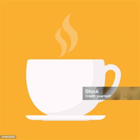 플랫 화이트 머그잔 클립 아트 아이콘 만화 벡터 일러스트 레이 션의 커피 차 애니메이션 컵 아침 식사에 대한 스톡 벡터 아트 및