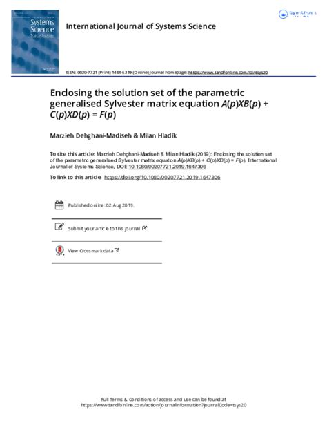 Pdf Enclosing The Solution Set Of The Parametric Generalised