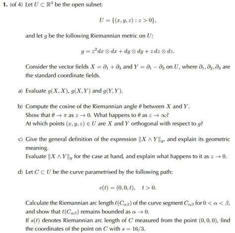 solved 1 of 4 let u⊂r3 be the open subset