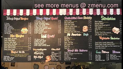 Menu At Johnnys Burgers Restaurant Riverside Riverside Plaza Dr